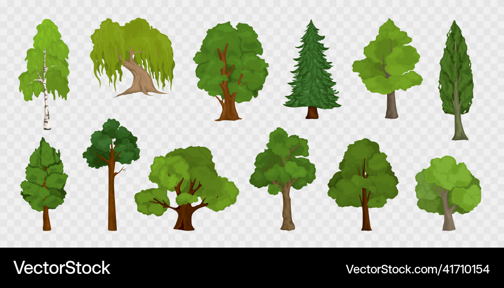 Tree transparent icons collection Royalty Free Vector Image