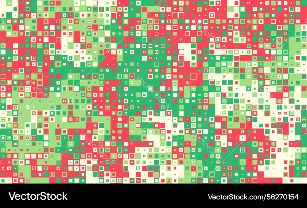Vibrant abstract pixel art background red green Vector Image
