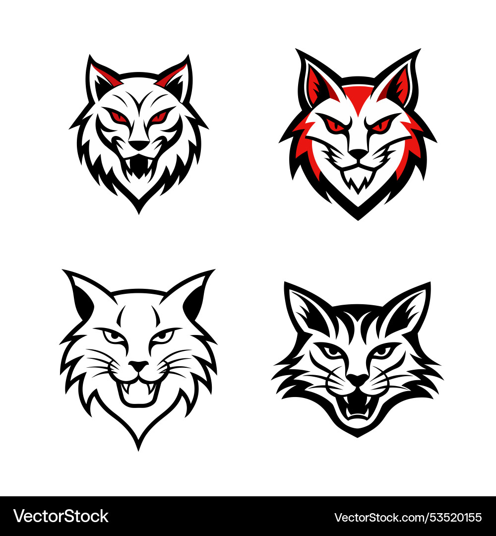 4 difference wildcat stylized logo art Royalty Free Vector