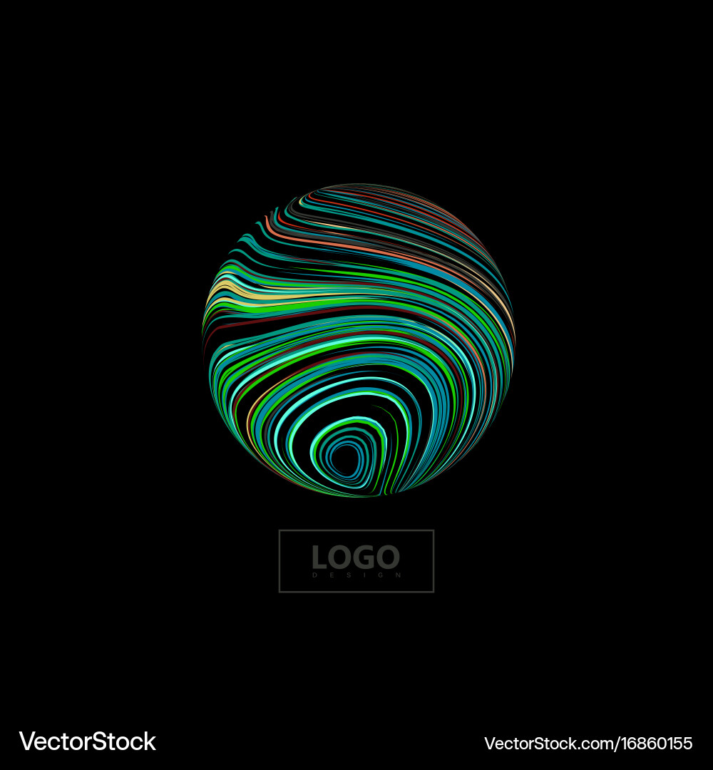 Abstract 3d sphere textured with swirled colorful Vector Image