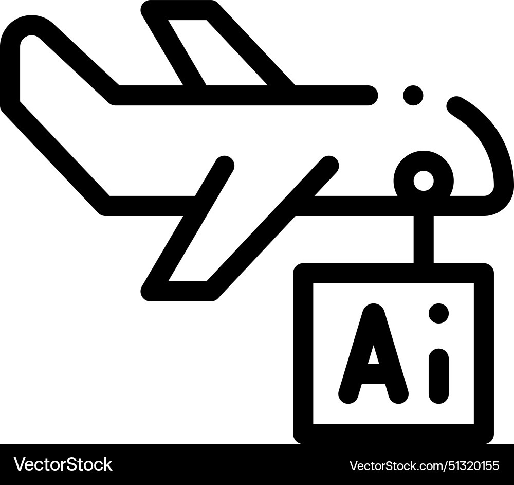 Aircraft icon thin linear style design isolated Vector Image