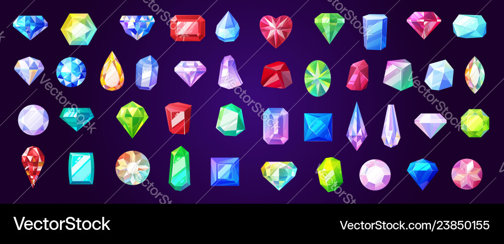 Colorful Gemstones and Jewels Royalty Free Vector Image