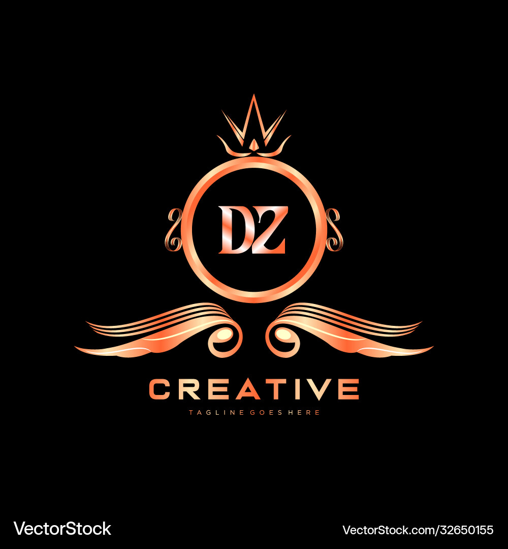 Dz initial logo with colorful circle template Vector Image