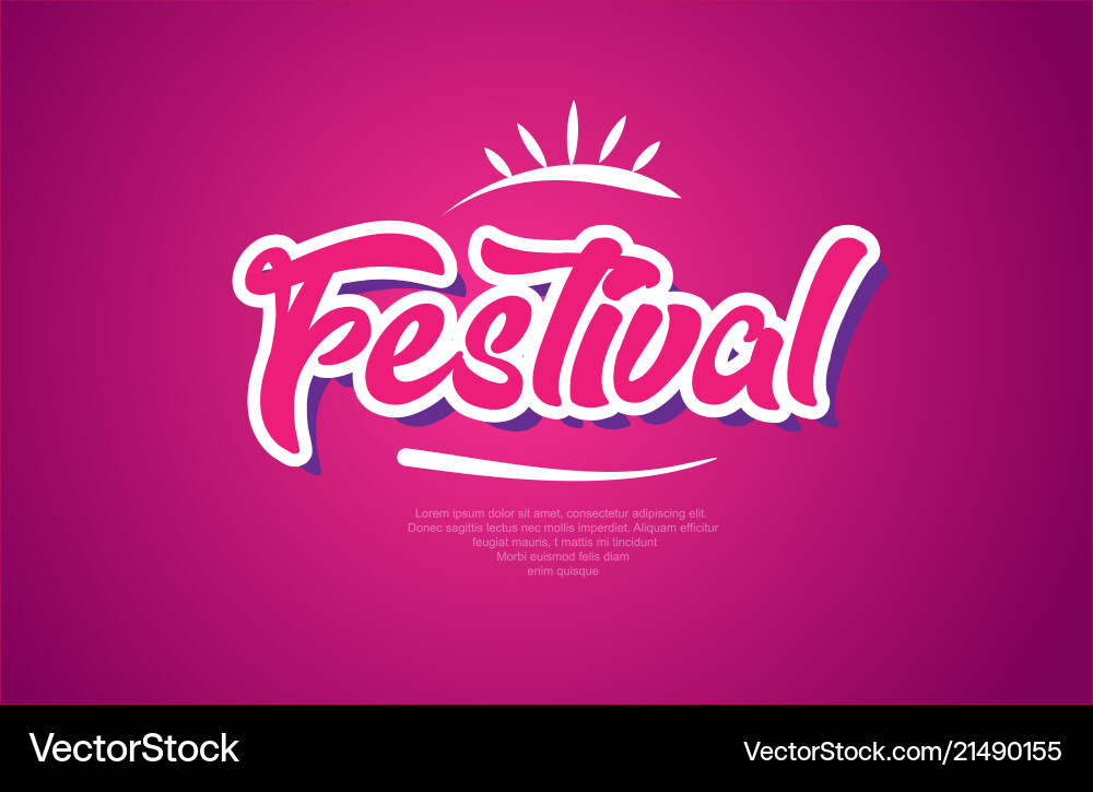 Festival word text typography pink design icon Vector Image
