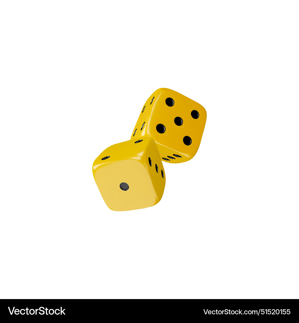 Glossy Yellow Dice Icon Royalty Free Vector Image