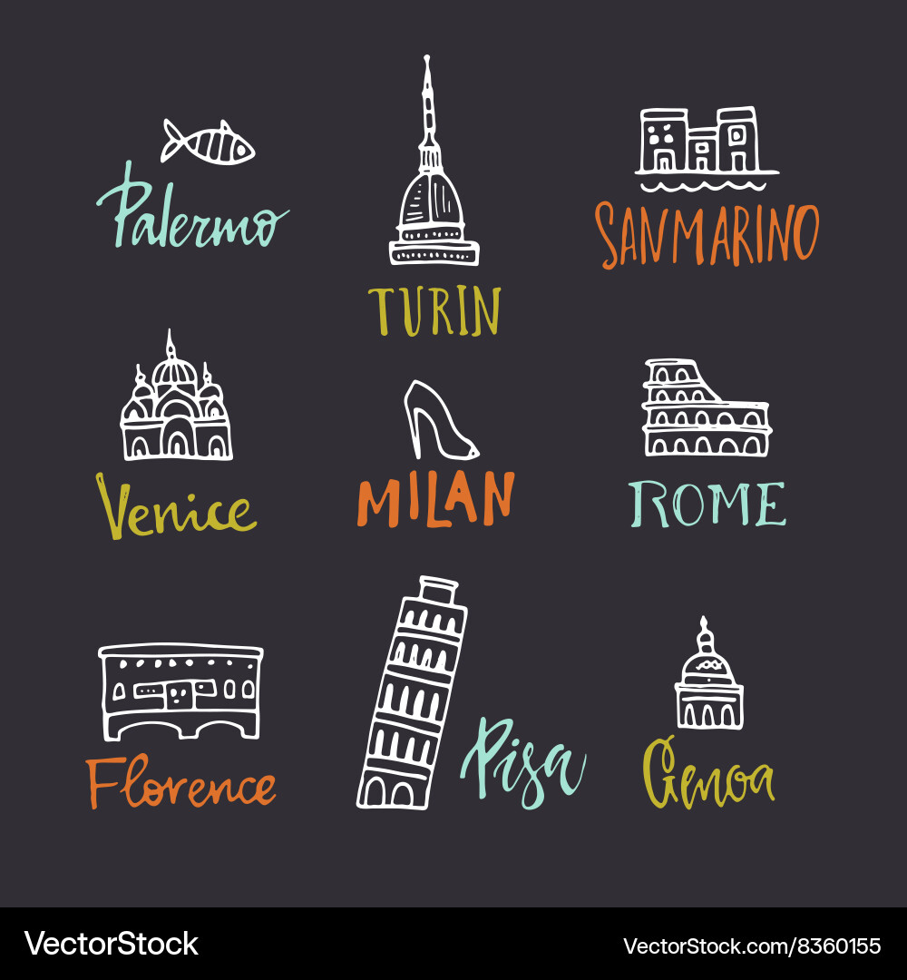 Italian symbols Royalty Free Vector Image - VectorStock