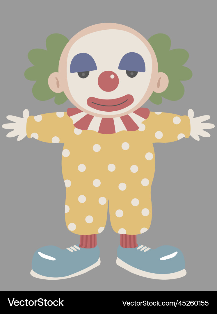 Lazy face of clown character Royalty Free Vector Image
