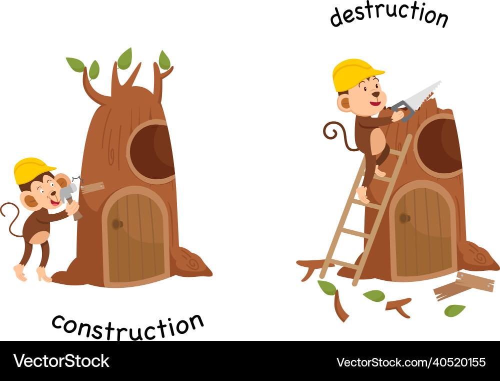 Opposite construction and destruction Royalty Free Vector