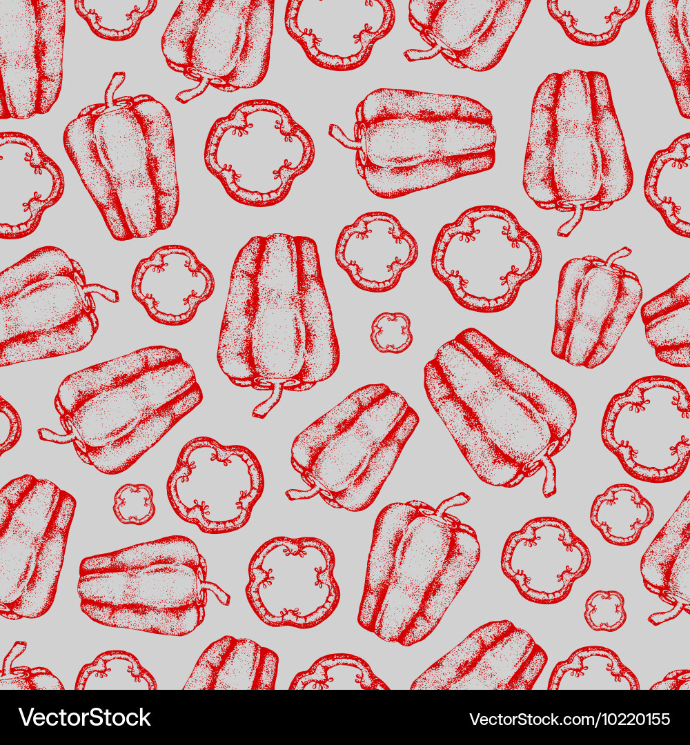 Pepper Vegetable Sketch Pattern Royalty Free Vector Image
