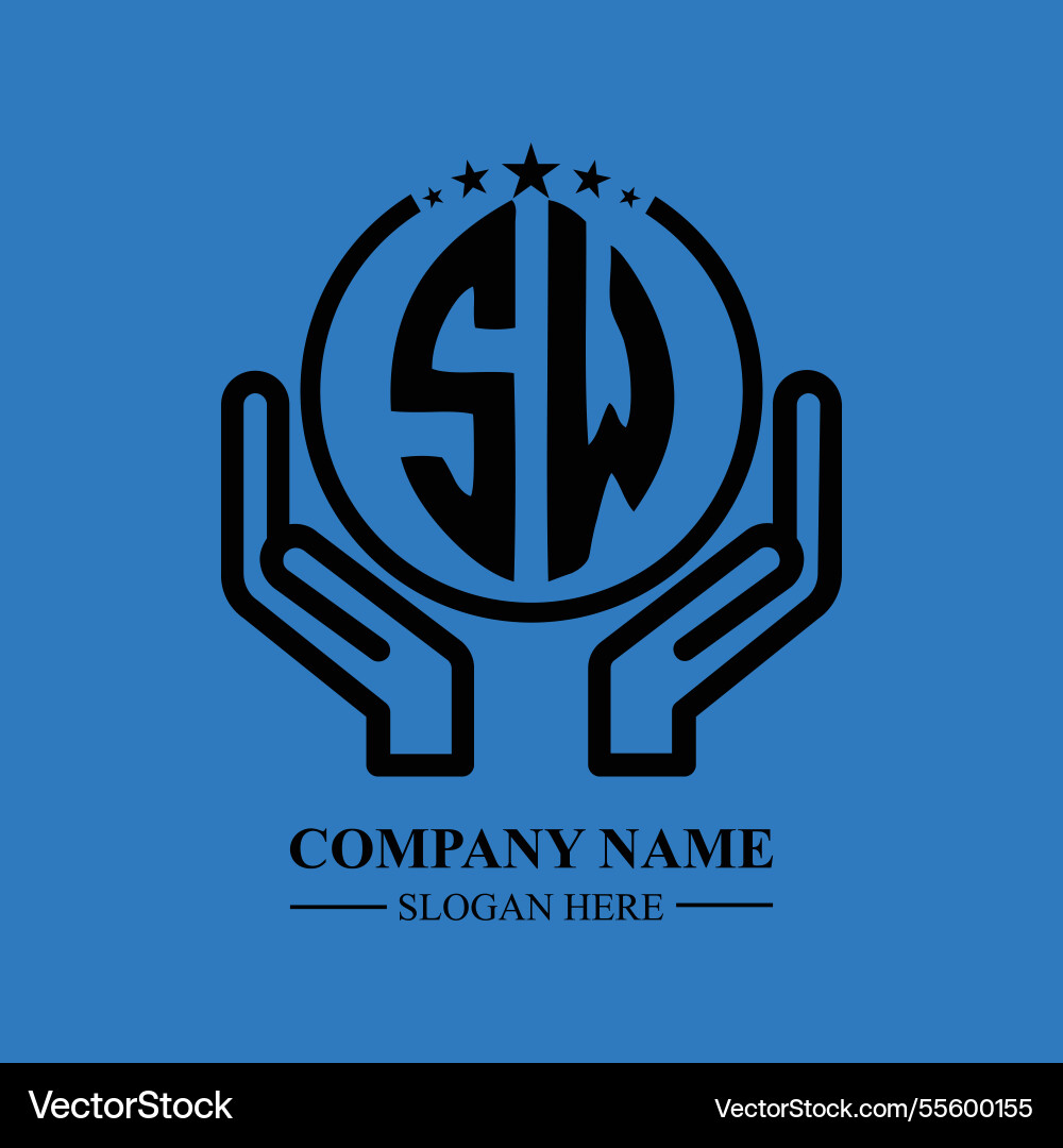 Sw initials modern logo design featuring held Vector Image