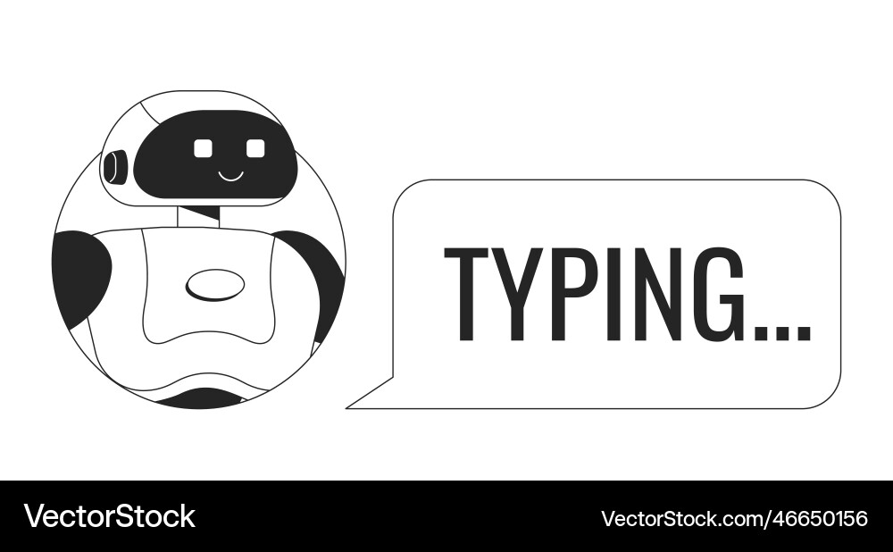 Ai chatbot typing black and white concept spot Vector Image