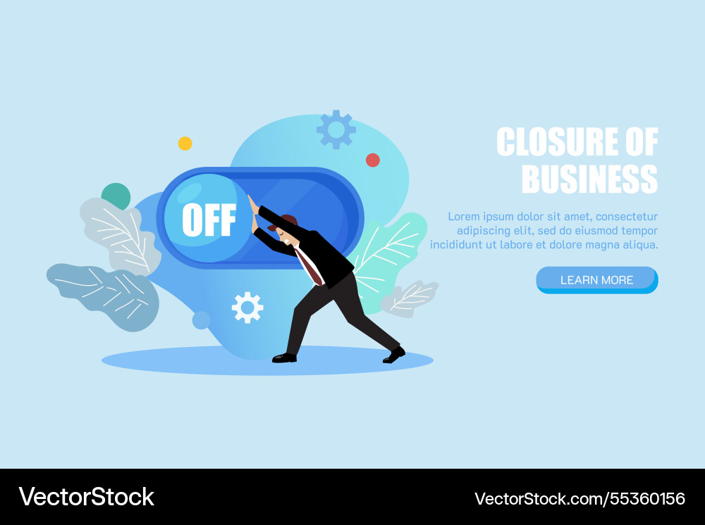 Businessman turn off switch business closure Vector Image