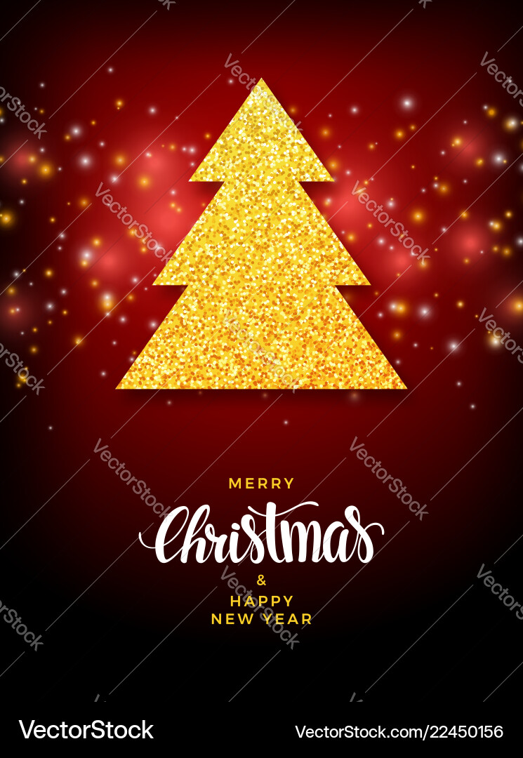 Christmas tree with glitter fill background Vector Image