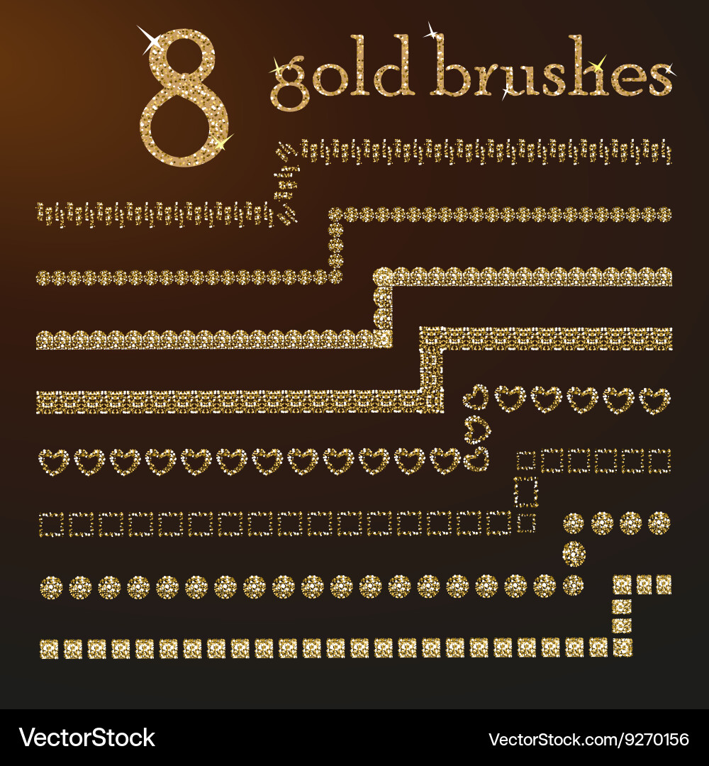 Golden design brushes set Royalty Free Vector Image