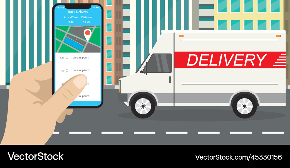 Hand halten Mobiltelefon mit Appdelivery Vektorbild