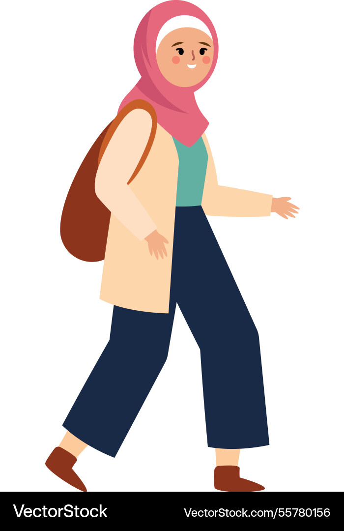 Hijab student woman character Royalty Free Vector Image