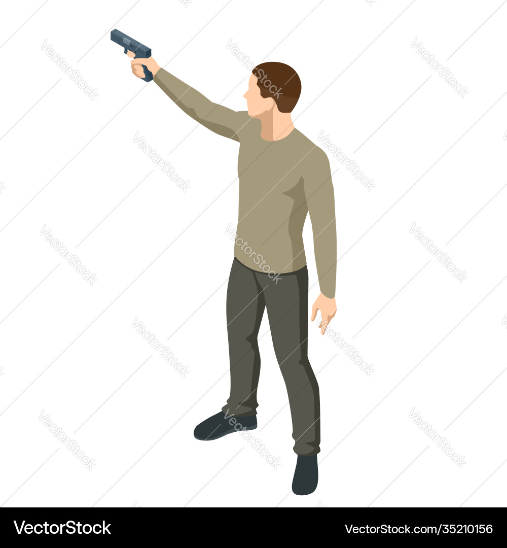 Isometric man with a gun in his hand isolated Vector Image