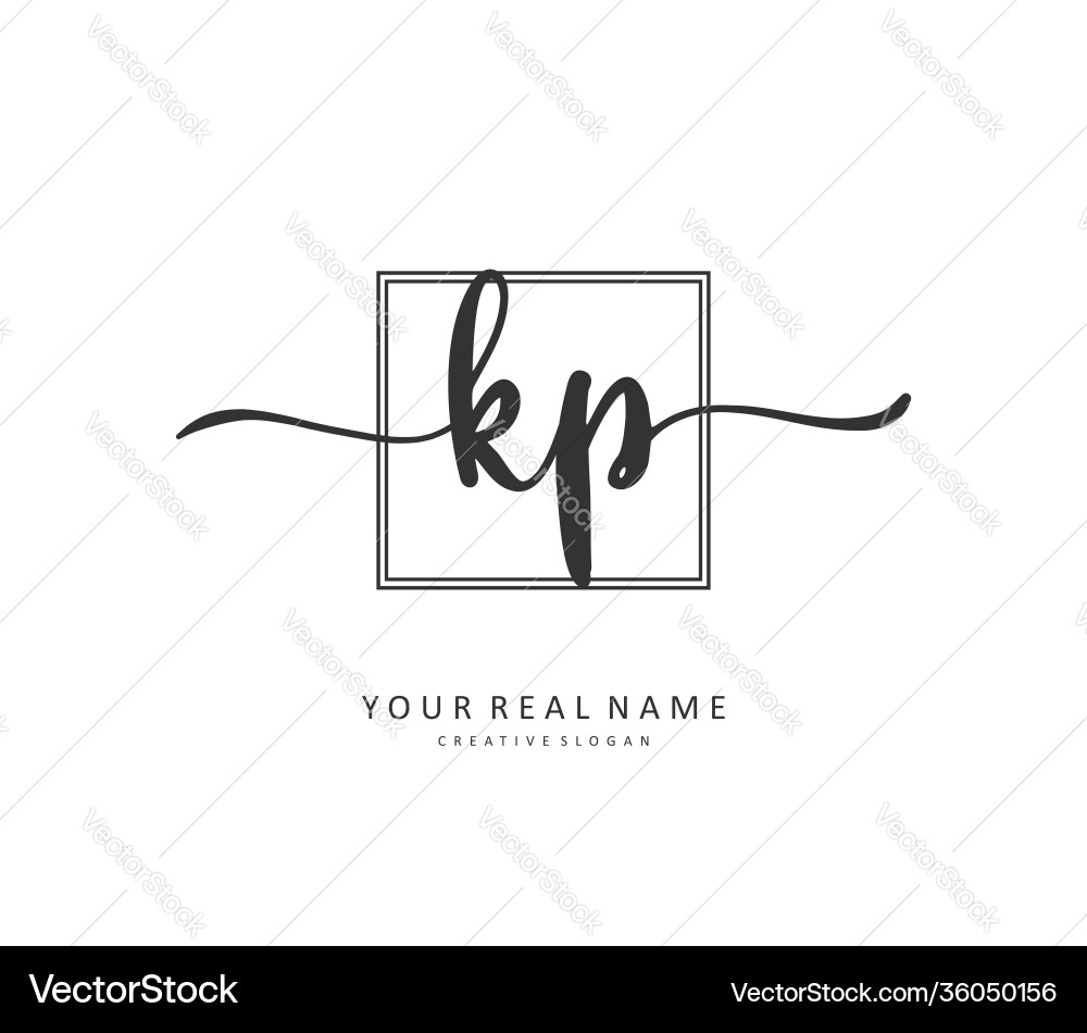 Kp initial letter handwriting and signature logo Vector Image