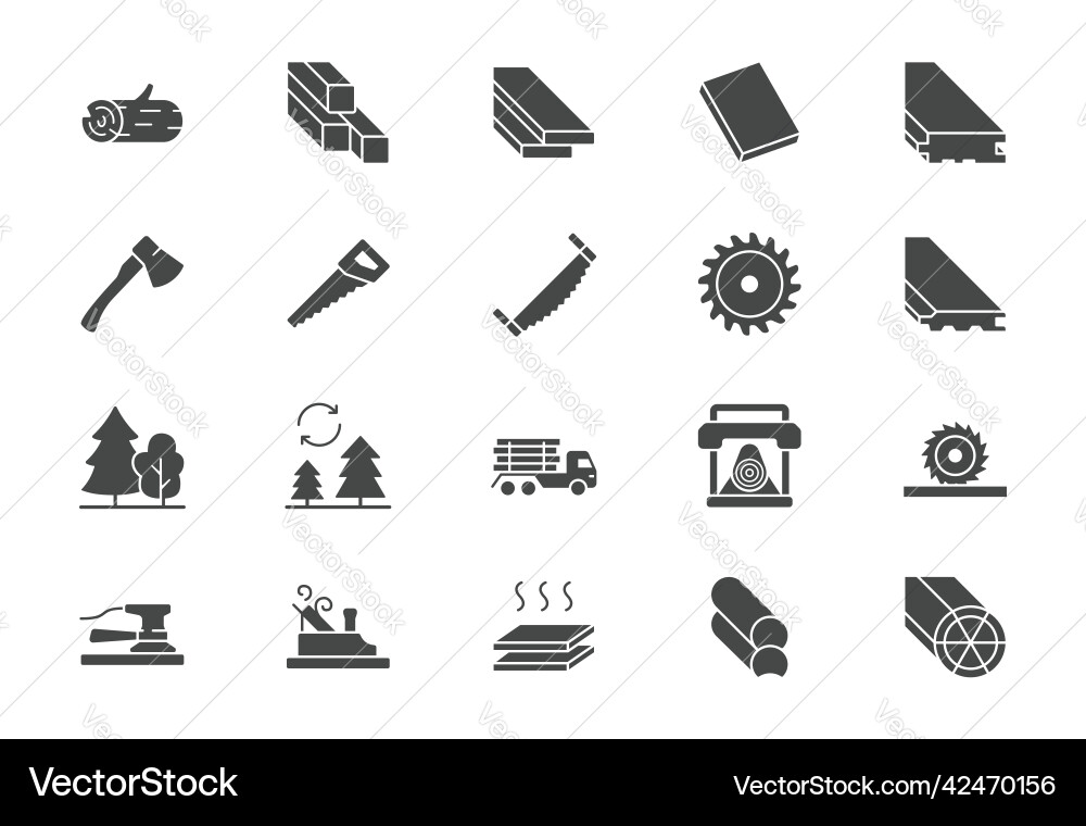 Lumber flat icons include Royalty Free Vector Image