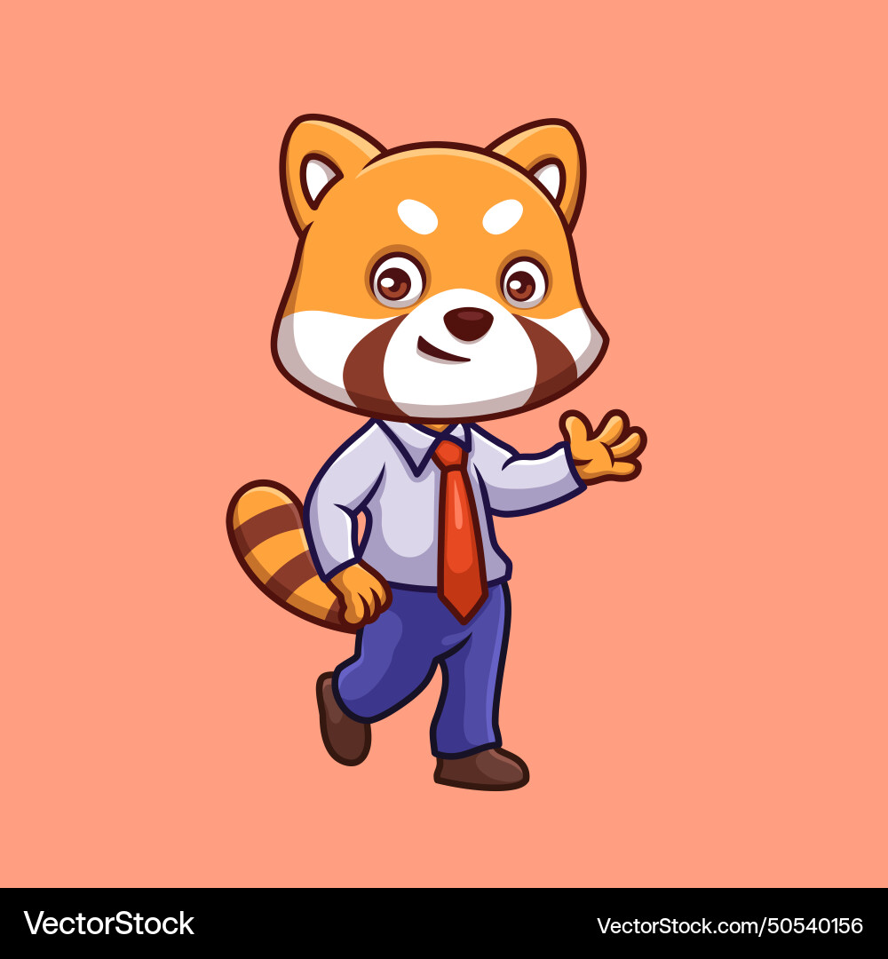 Manager red panda cute cartoon Royalty Free Vector Image