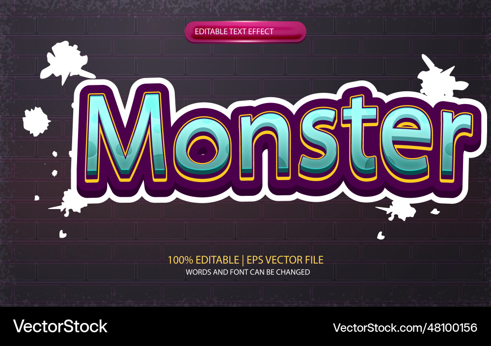 Monster graffiti art style logo editable text Vector Image