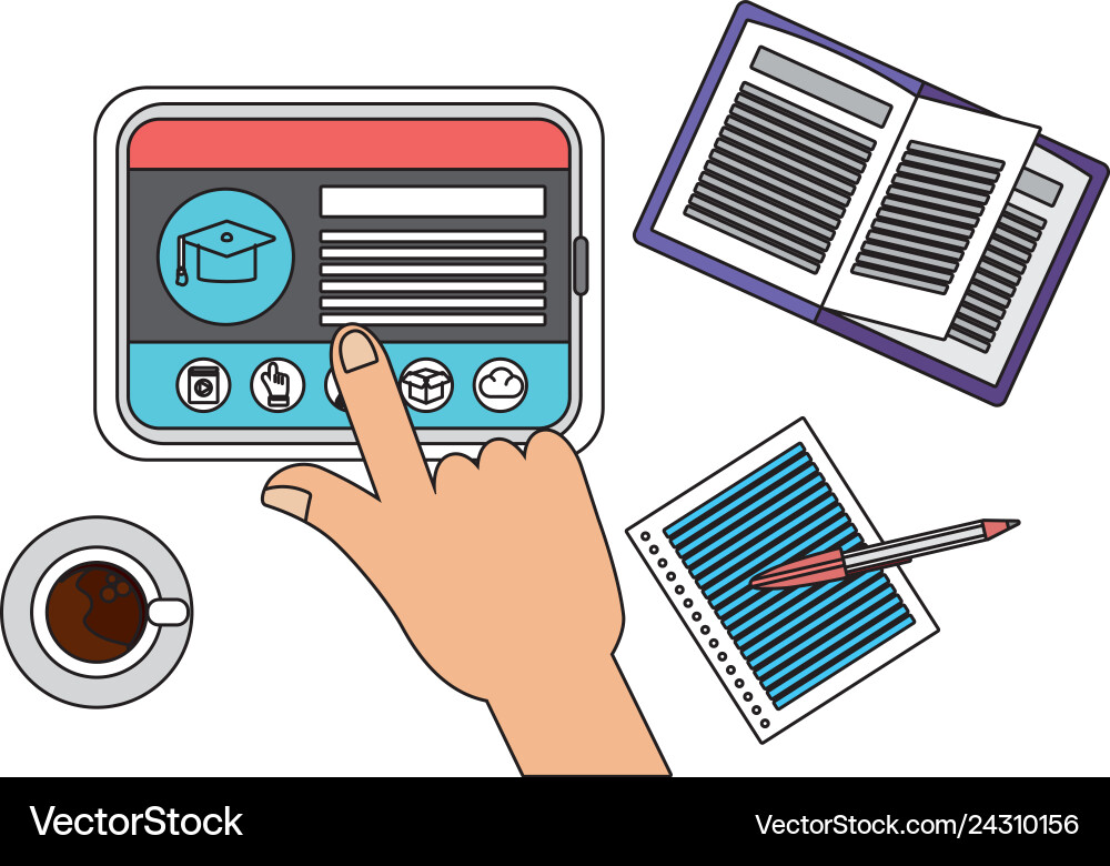 Online education cartoon Royalty Free Vector Image