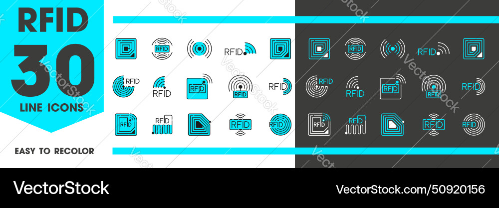 Rfid icons of radio frequency identification tags Vector Image