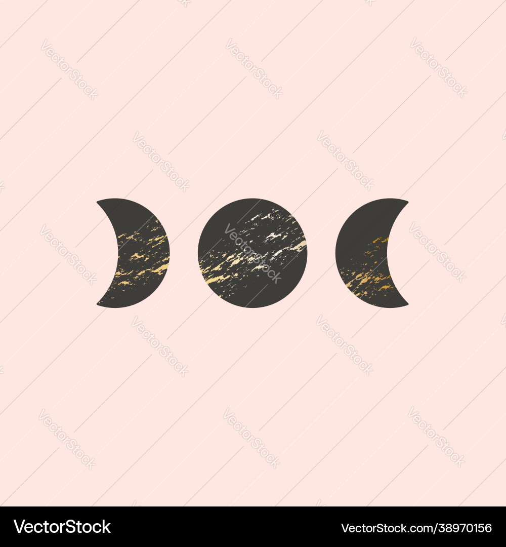 Three moon phases in boho Royalty Free Vector Image
