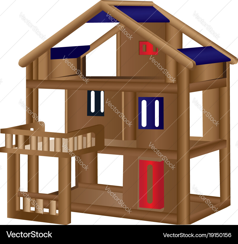 Wood doll house Royalty Free Vector Image - VectorStock