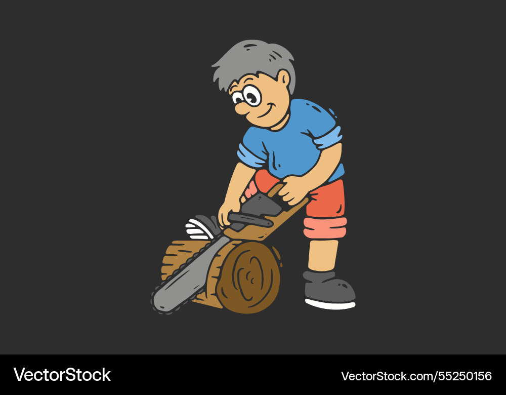 Wood splitter character is splitting using Vector Image