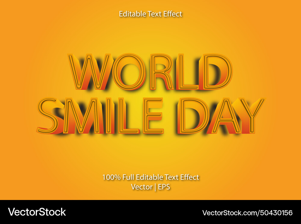 World smile day editable text effect cartoon style