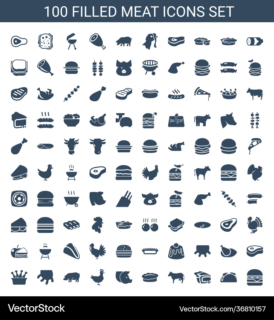 100 meat icons Royalty Free Vector Image - VectorStock