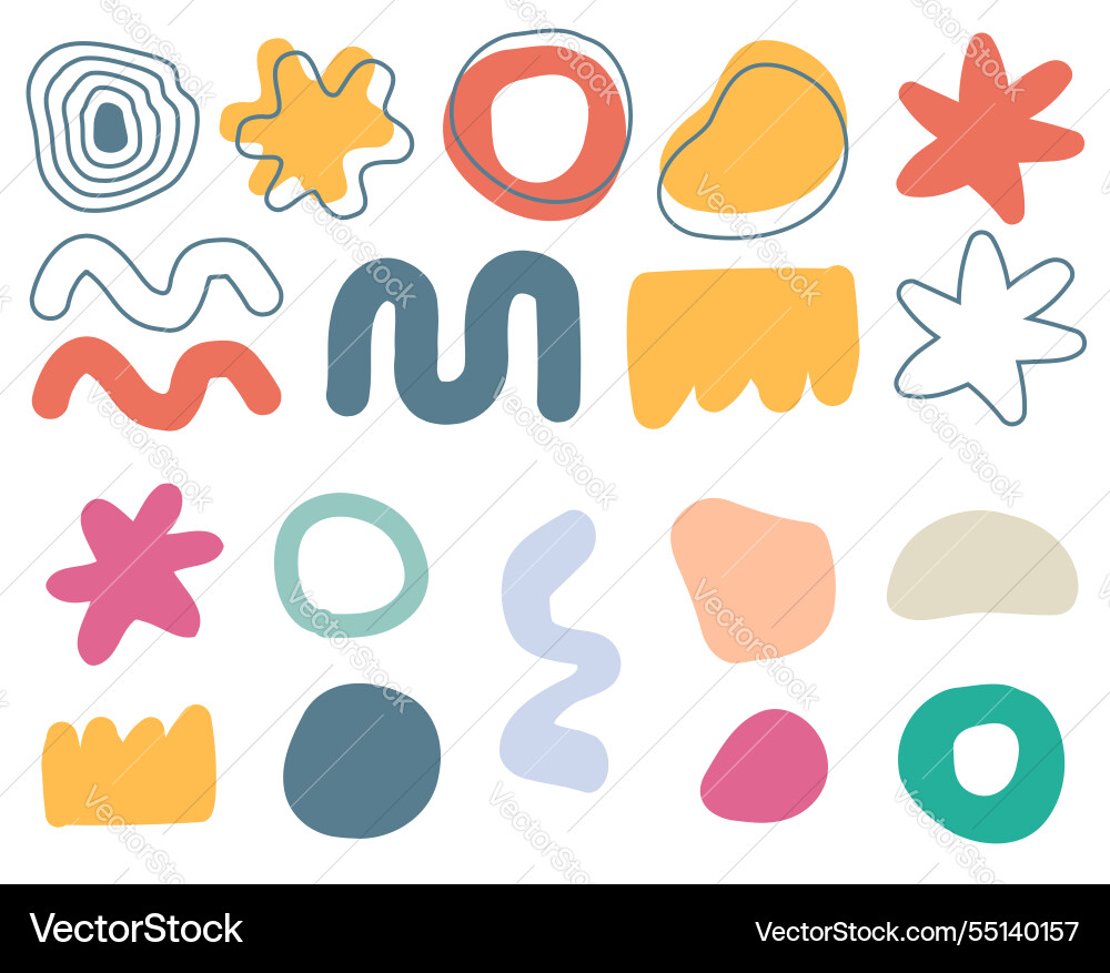 Abstract doodle shapes elements design graphic Vector Image