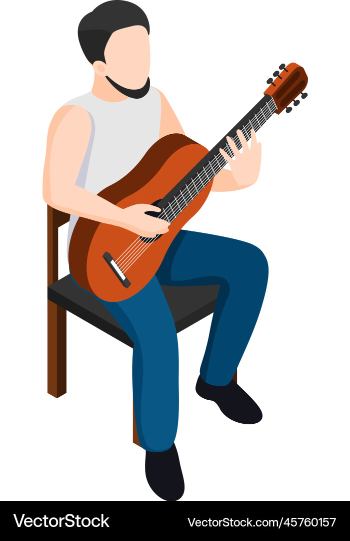 Acoustic guitar player composition Royalty Free Vector Image