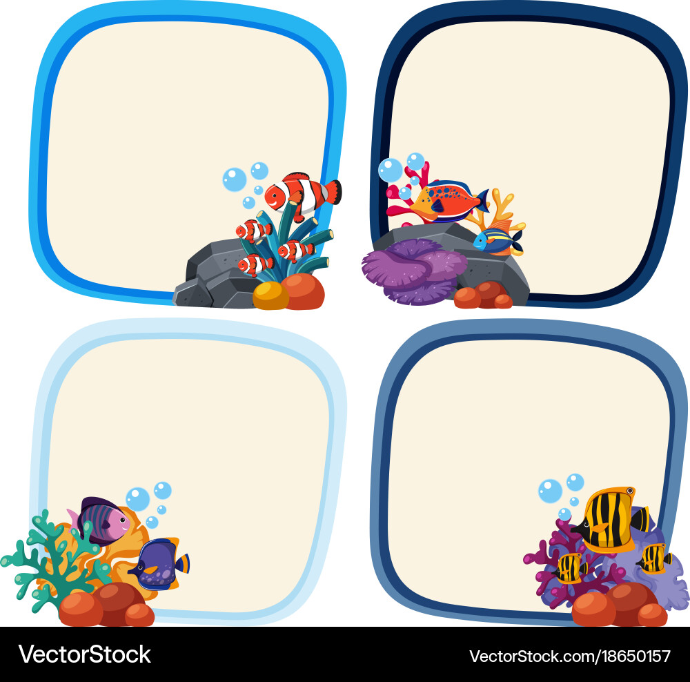 Border template with cute fish Royalty Free Vector Image