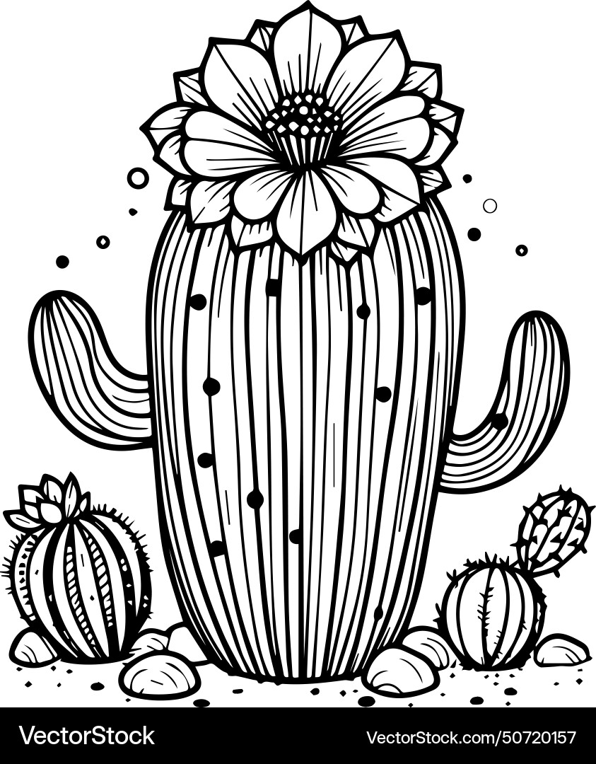 Cactus printable coloring pages Royalty Free Vector Image