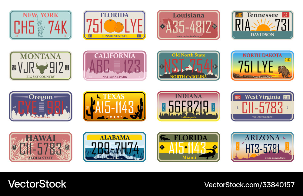 Car number plates Royalty Free Vector Image - VectorStock
