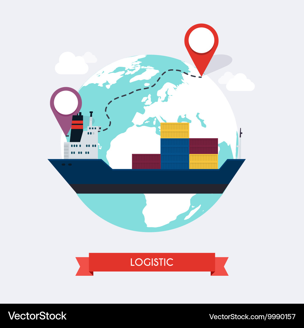 Cargo ship tanker modern global shipping Vector Image