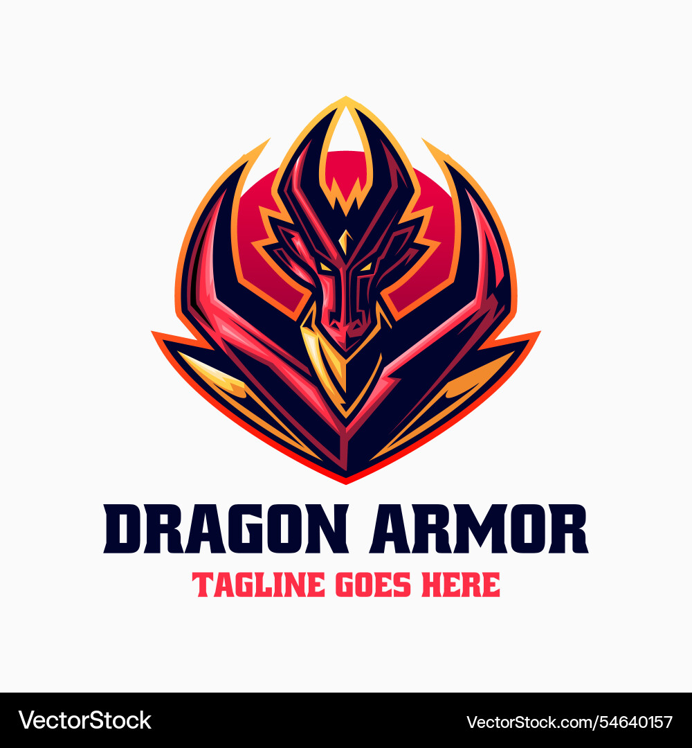 Dragon armor mascot cartoon logo Royalty Free Vector Image