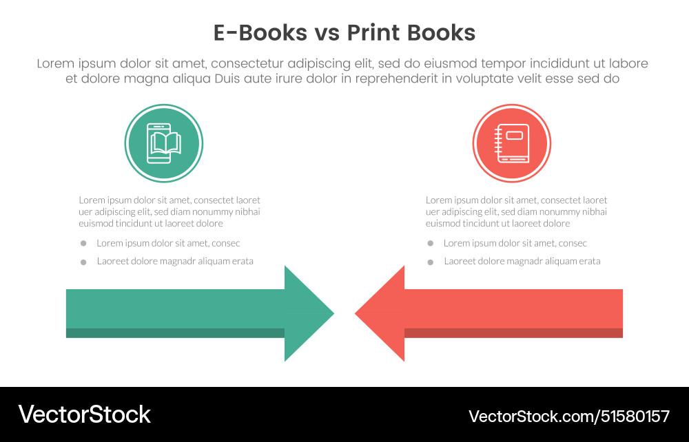 Ebook vs physical book comparison concept Vector Image