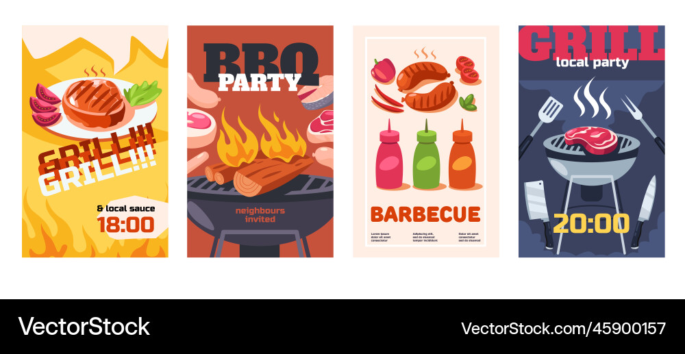 Grill party poster barbecue flyer templates Vector Image