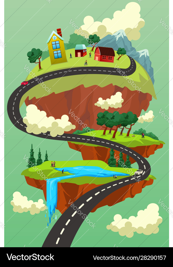 Landscape city road concept Royalty Free Vector Image