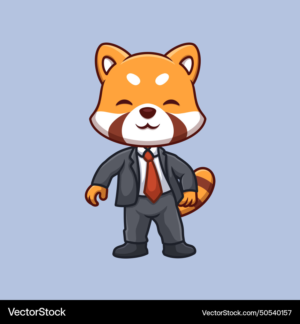 Manager red panda cute cartoon Royalty Free Vector Image