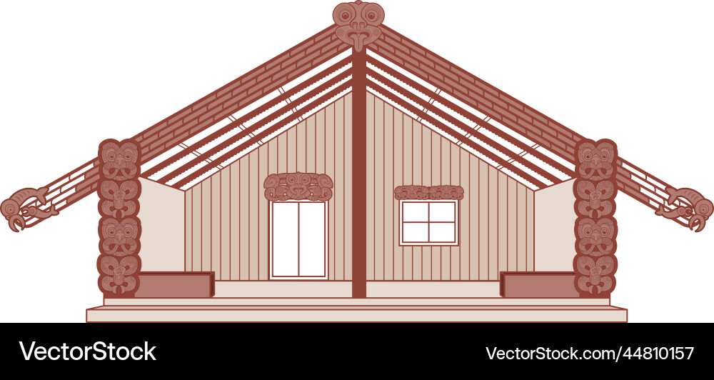 Maori Meeting House - Carved Structure Royalty Free Vector