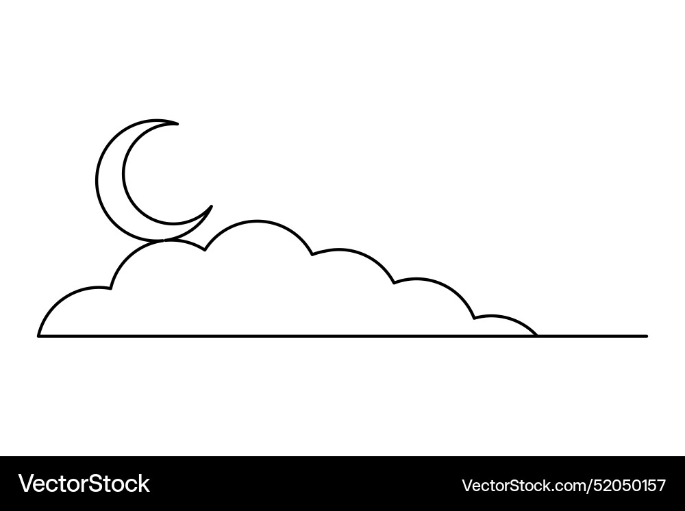 Moon continuous one line drawing Royalty Free Vector Image
