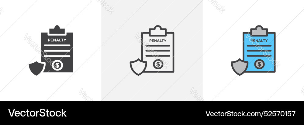 Penalty icon set on white background Royalty Free Vector