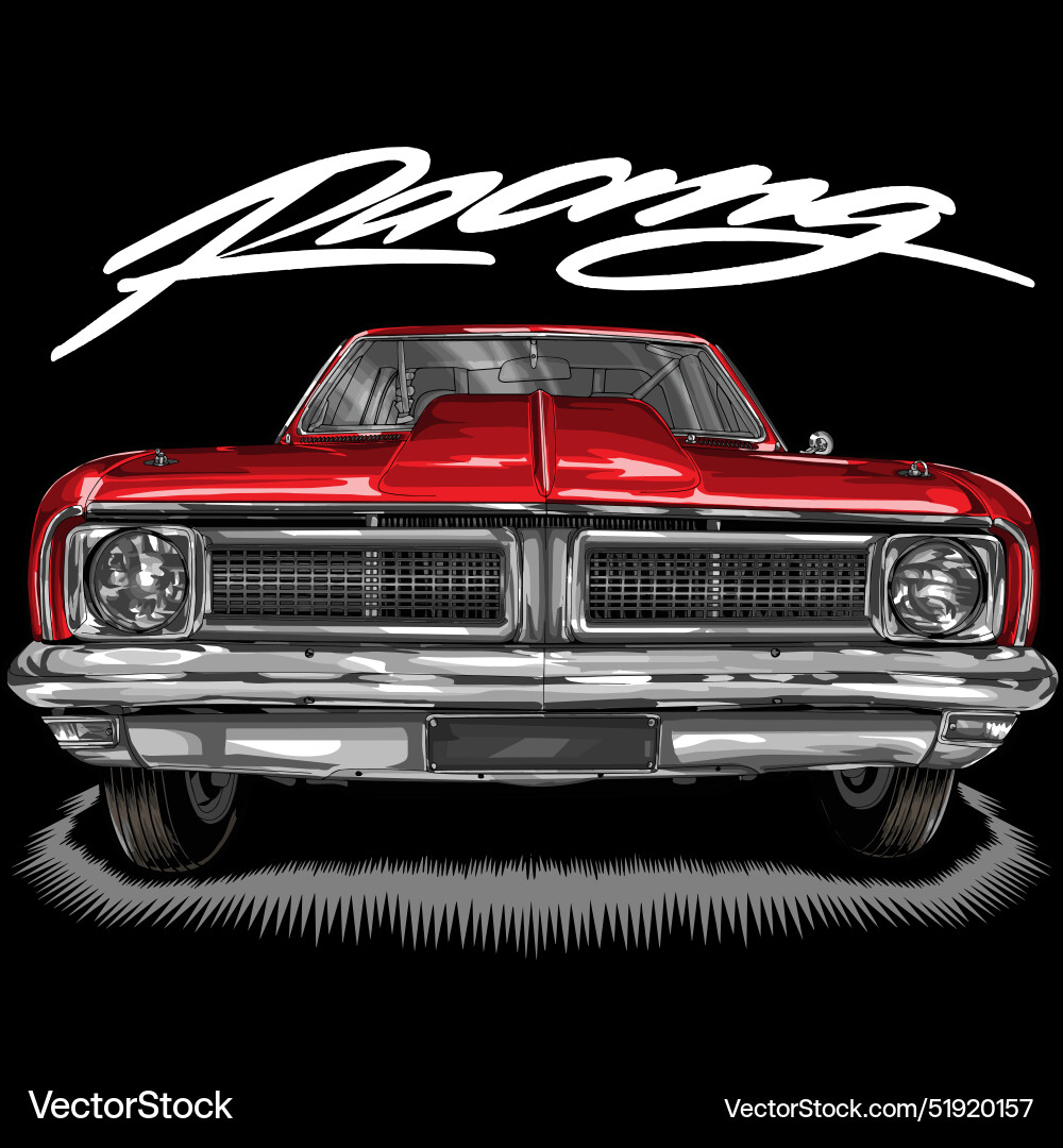 Red drag racing car with black strip Royalty Free Vector