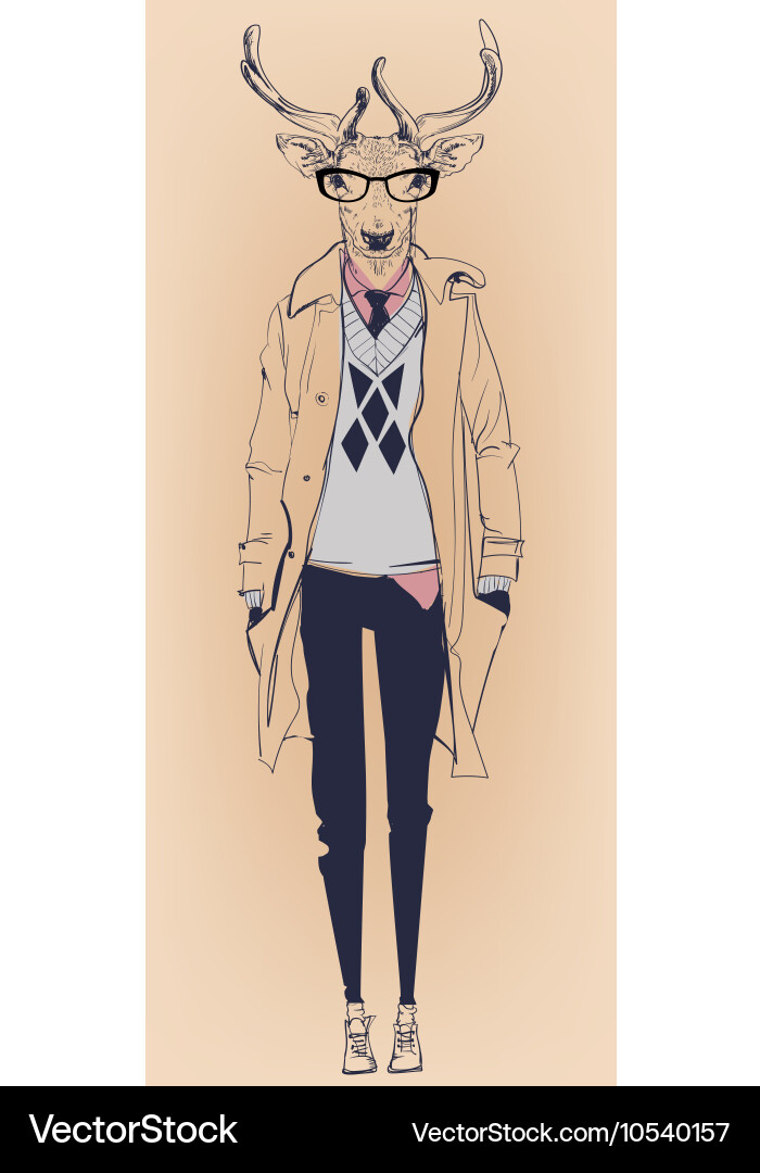 Stylish Deer Portrait with Glasses Royalty Free Vector Image