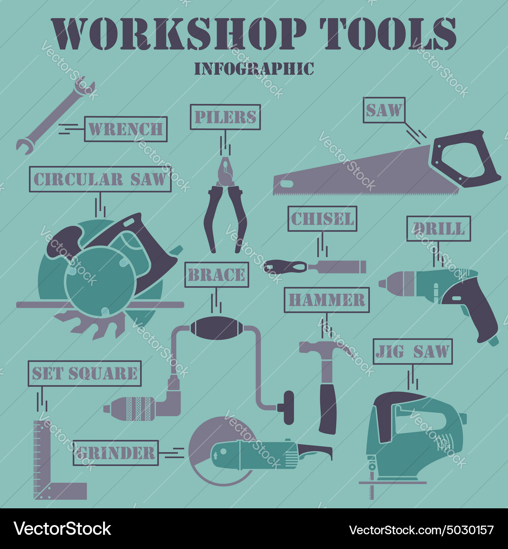 Workshop tools infographics Royalty Free Vector Image