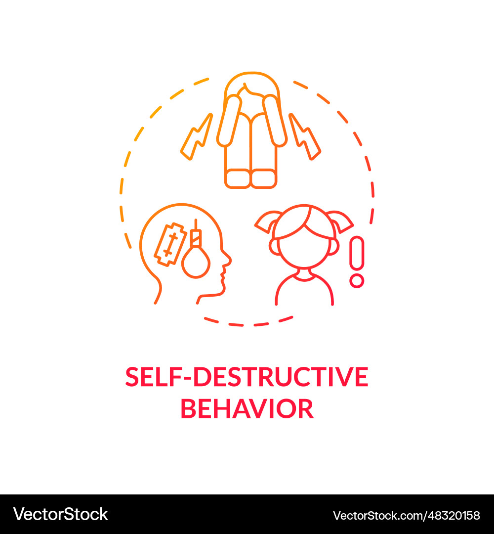 2d self destructive behavior gradient line icon Vector Image